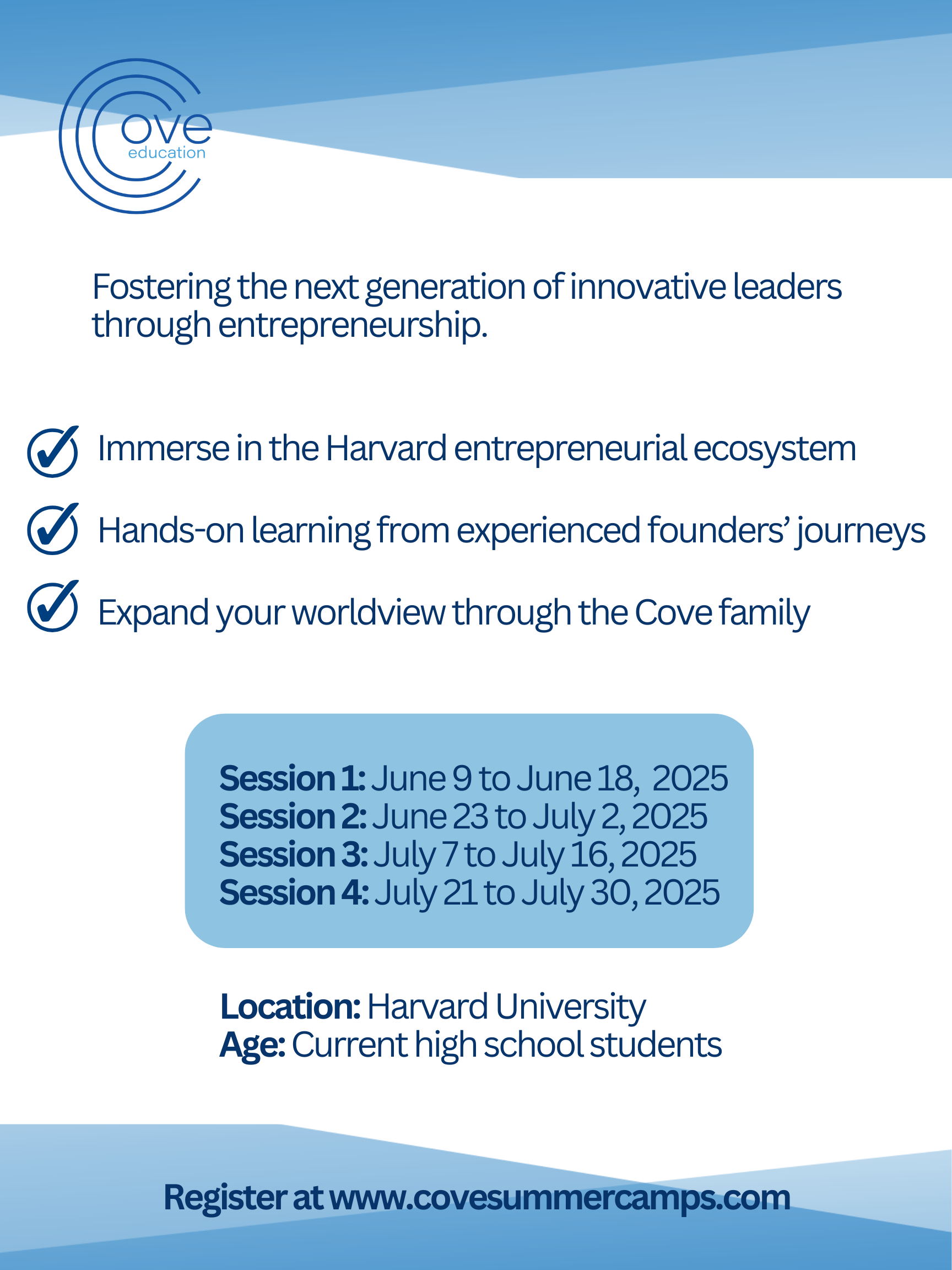 Cove Education: An Immersive Entrepreneurship Summer Camp for High ...